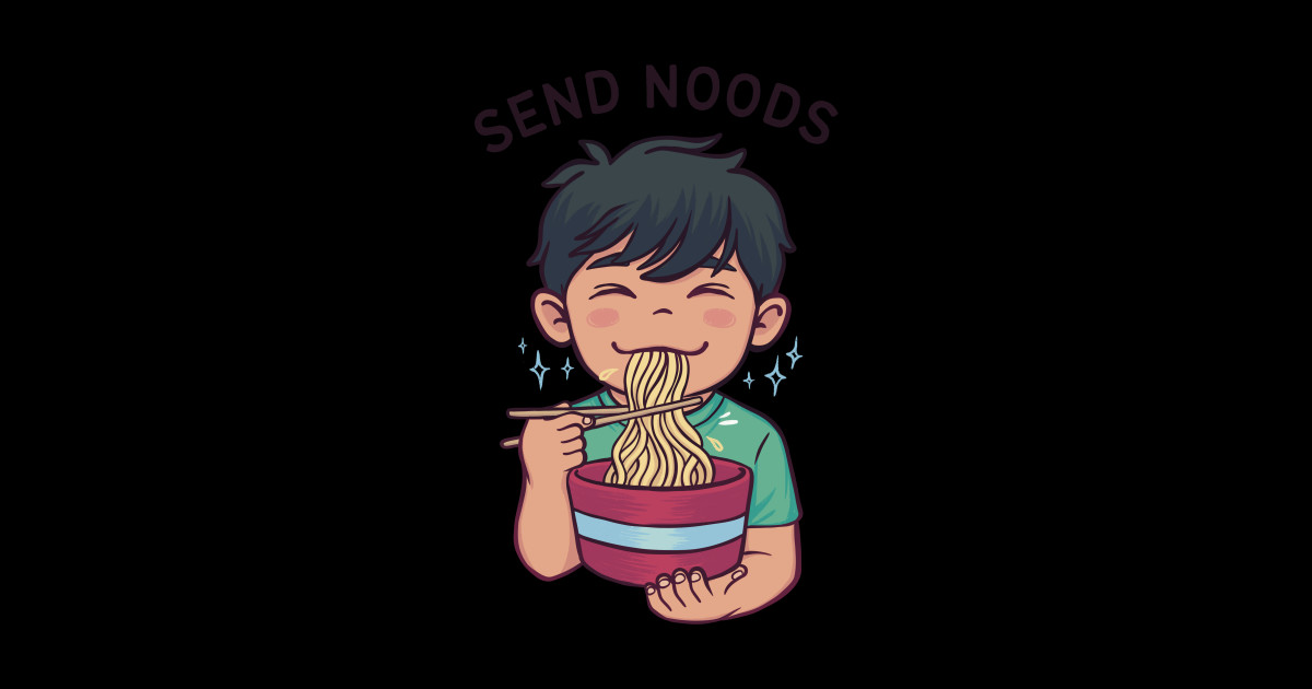 Send Noods Cute Boy Eating Noodles - Send Noods - Sticker | TeePublic