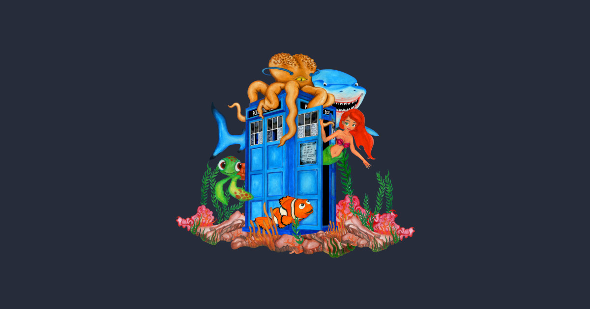 Blue phone box under the sea - Tardis - Hoodie | TeePublic