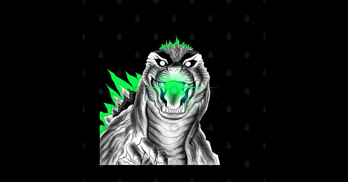 beast nuclear dragon kaiju ecopop art - Kaiju - Sticker | TeePublic