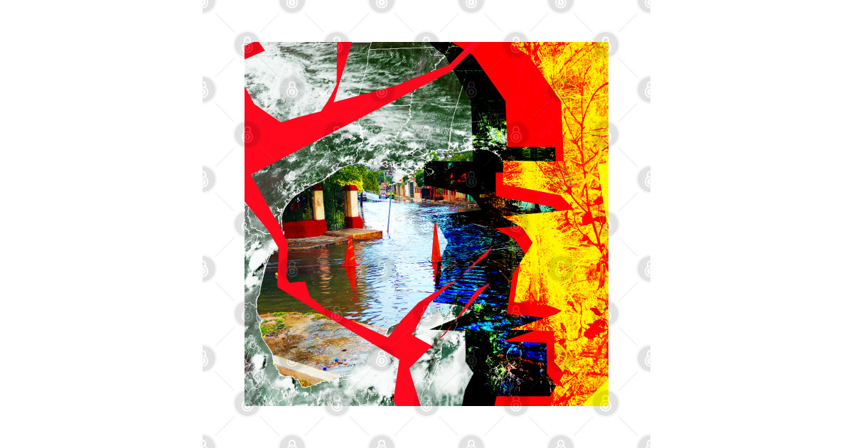 flood city in mexico collage art in dangerous landscape ecopop - Flood ...