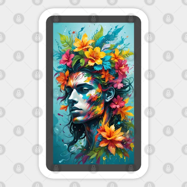 Vintage Flower Face - Floral Design - Sticker | TeePublic