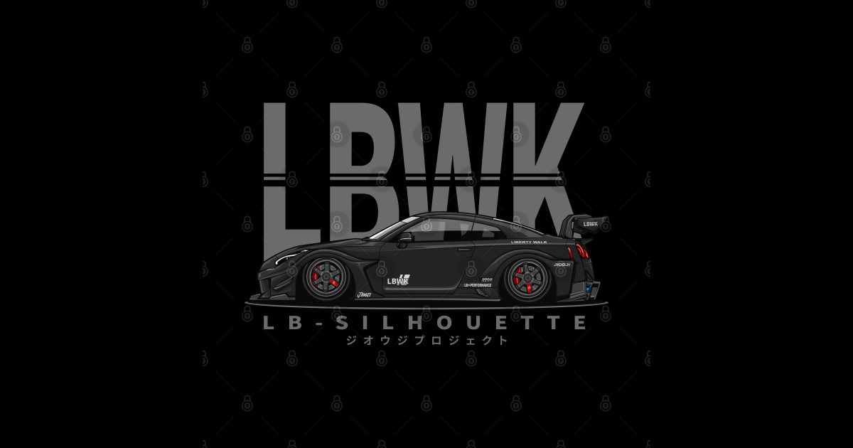 LBWK Silhouette GTR R35 (Black Pearl) - Liberty Walk - Sticker | TeePublic
