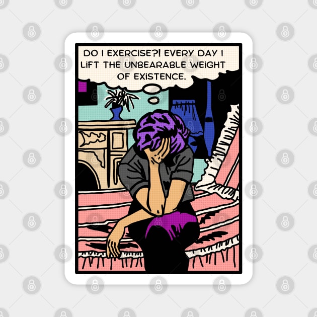 Comic Woman Exercises - Retro Comics Style - Magnet | TeePublic