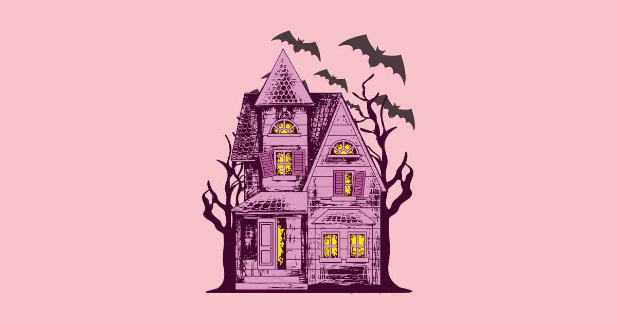 Pink Haunted House - Haunted House - T-Shirt | TeePublic