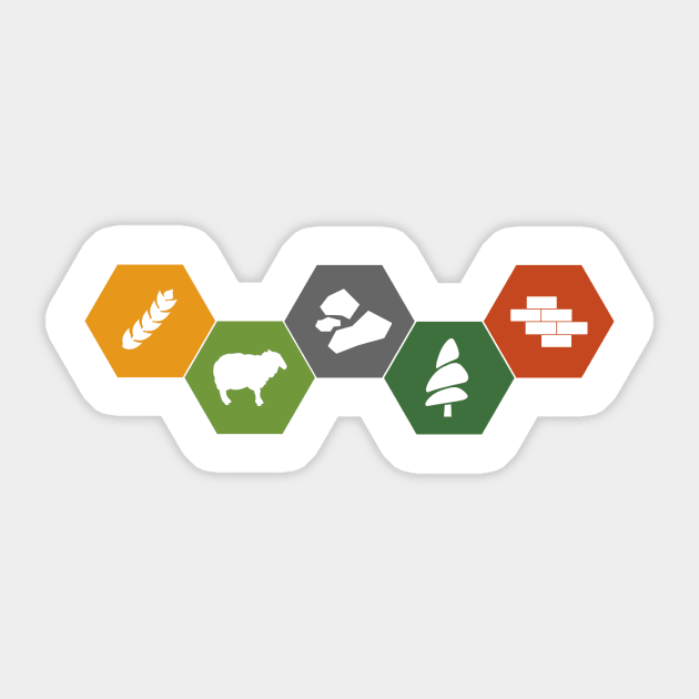 Settlers of Catan Minimalistic Colored - Settlers Of Catan - Sticker ...