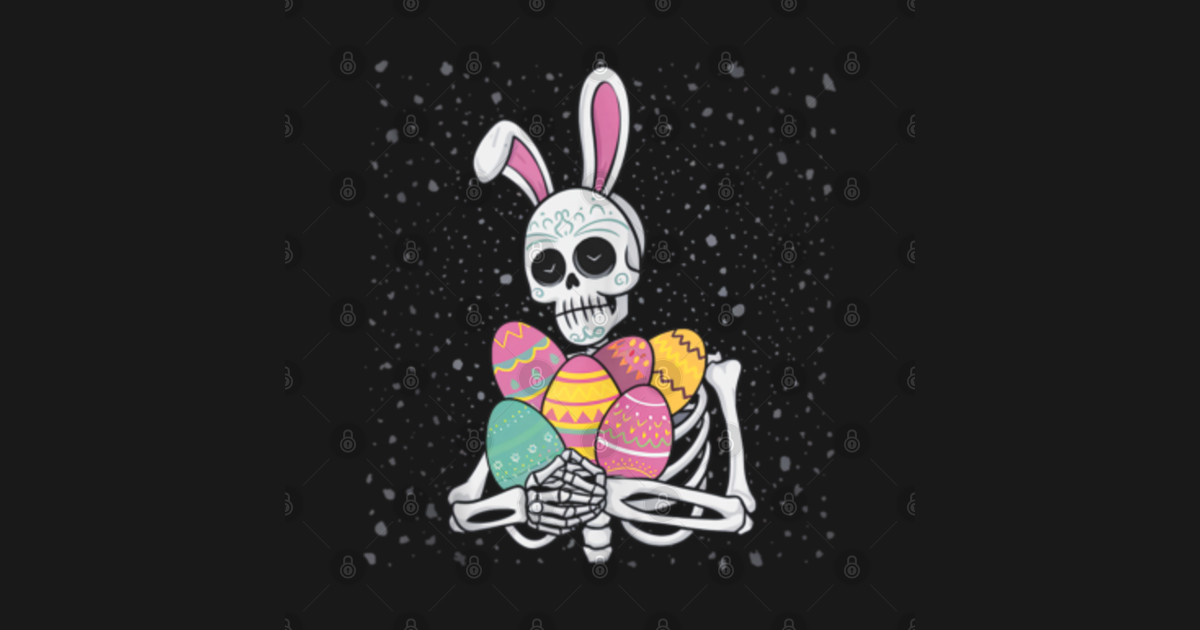 Bunny Skeleton Holding Easter Eggs Funny Easter Day - Easter Skeleton ...