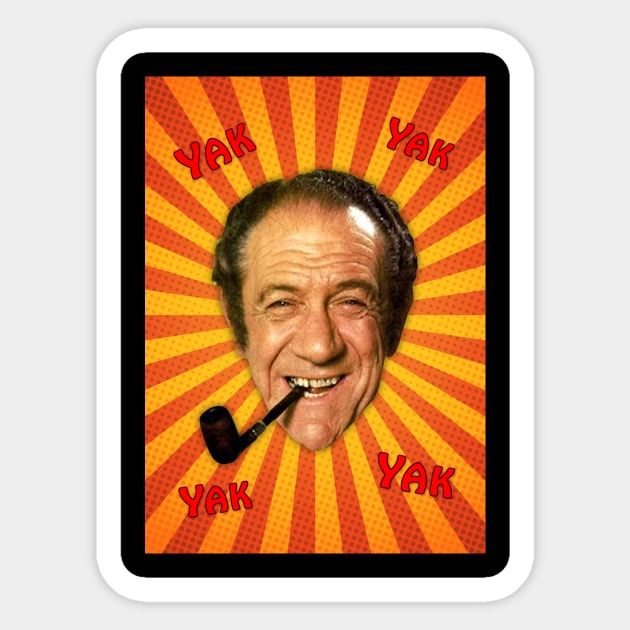 Sid James Laughing Yak Yak Yak Yak Design - Sid James - Sticker | TeePublic