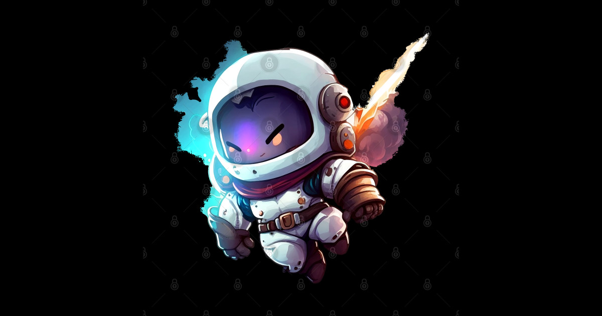 Cute chibi spaceman in dynamic pose - Spaceman - Sticker | TeePublic