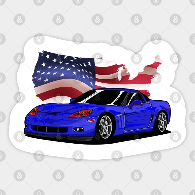 Corvette Z06 flag USA - Corvette Z06 - Sticker | TeePublic