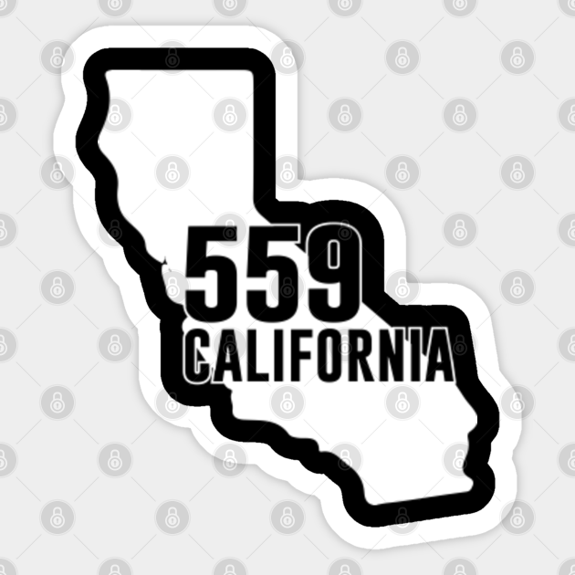 559 Area Code Of Fresno California Map 2 - 559 - Sticker | TeePublic