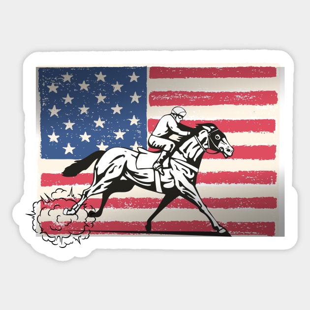 American Flag Vintage Horse Race Flag - Horse Race - Sticker | TeePublic