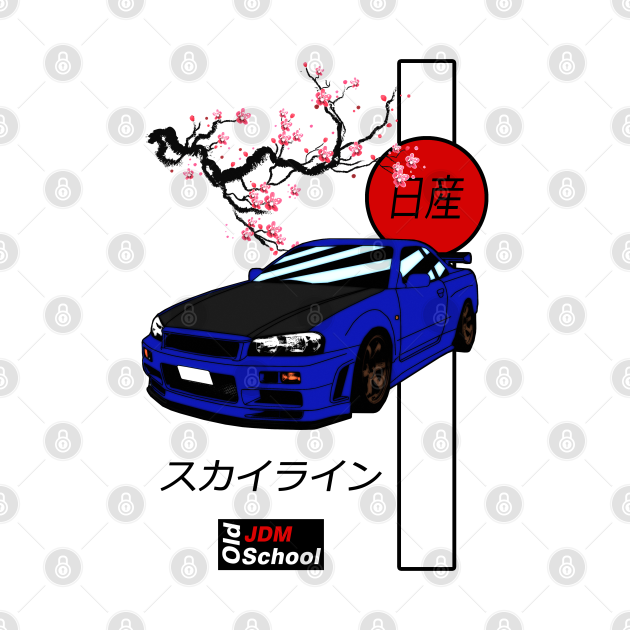 JDM R34 Blue Red Sun Edition - Nissan Skyline Gtr R34 - Kids T-Shirt ...