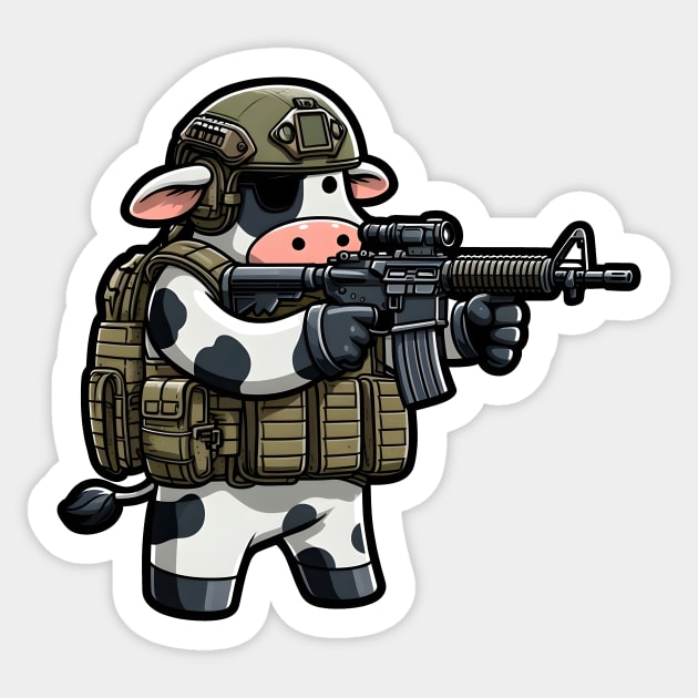 Tactical Cow - Cow - Sticker | TeePublic