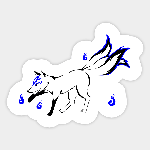 Kitsune (blue) - Kitsune - Sticker | TeePublic