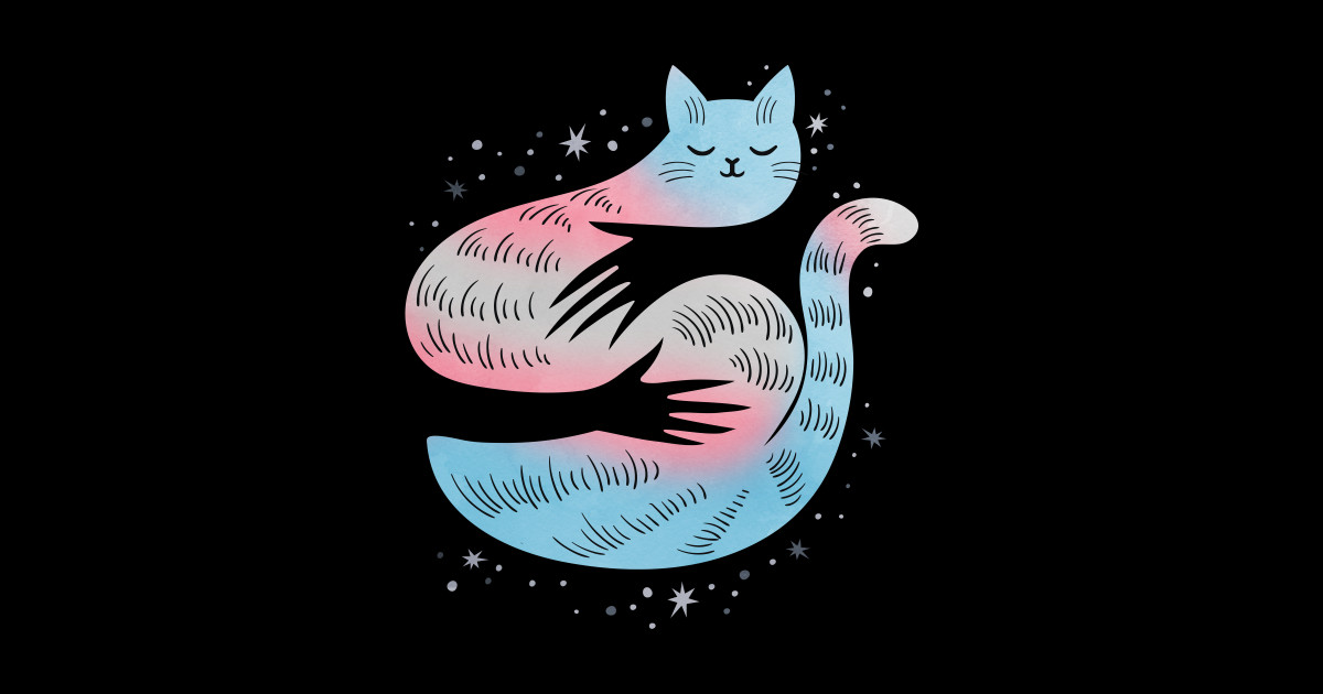 Transgender Cat Hug LGBT Pride Flag - Transgender - Sticker | TeePublic