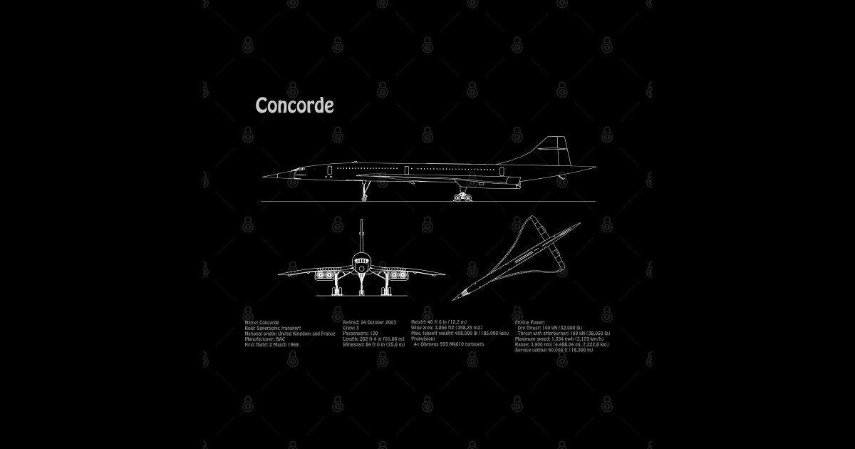Concorde - Airplane Blueprint - ABpng - Concorde - Pin | TeePublic