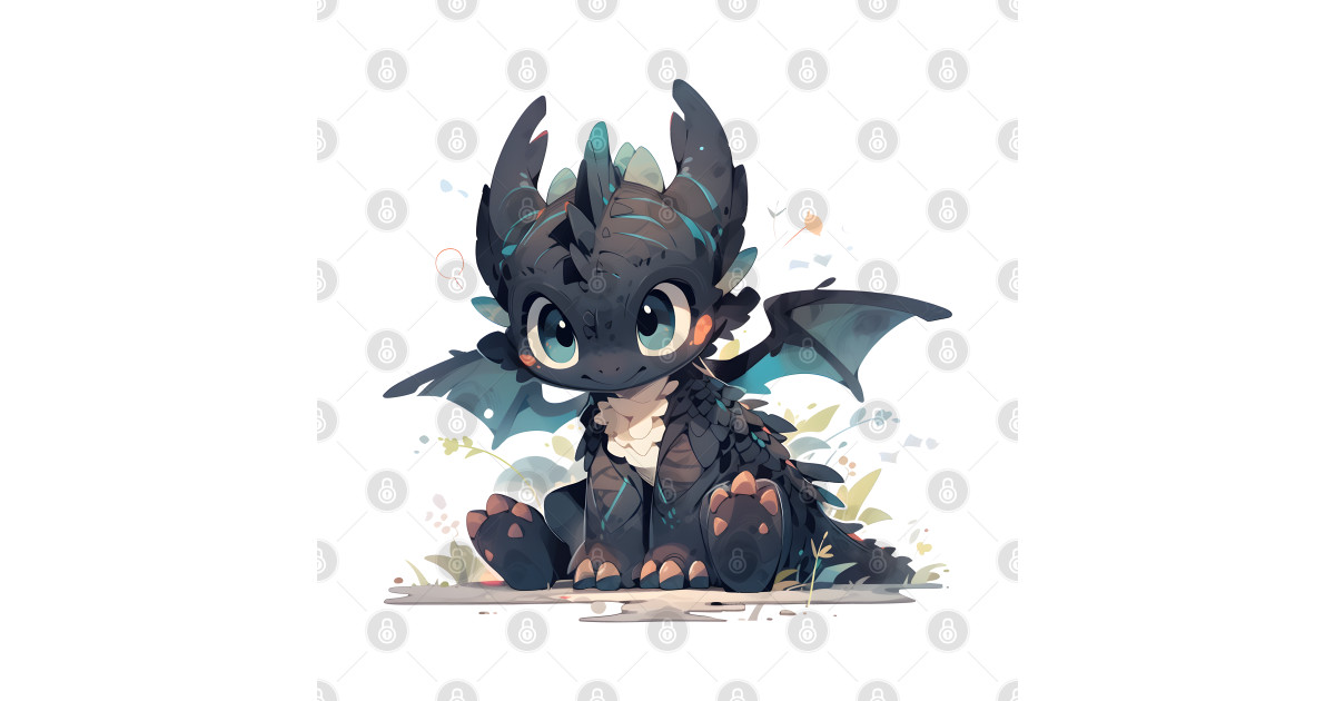 Cute little black dragon - Dragon - T-Shirt | TeePublic