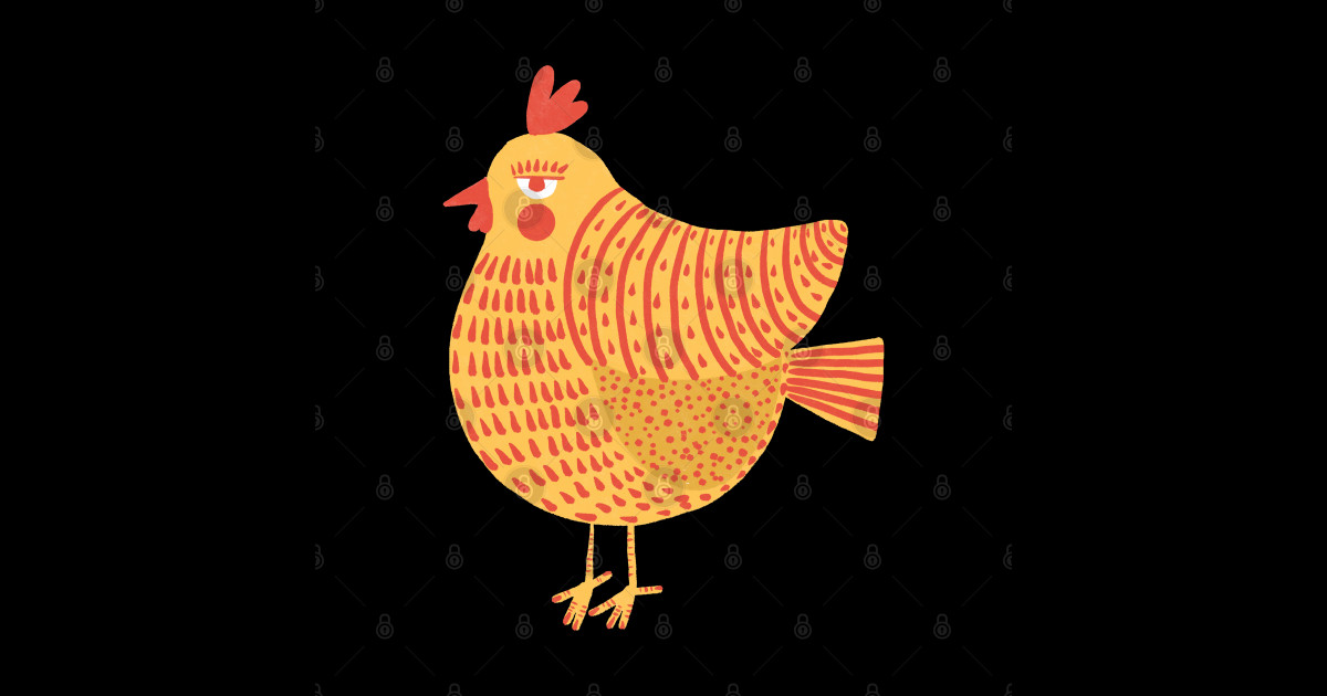 The easter yellow chicken with red decorations, version 1 - Chickens ...