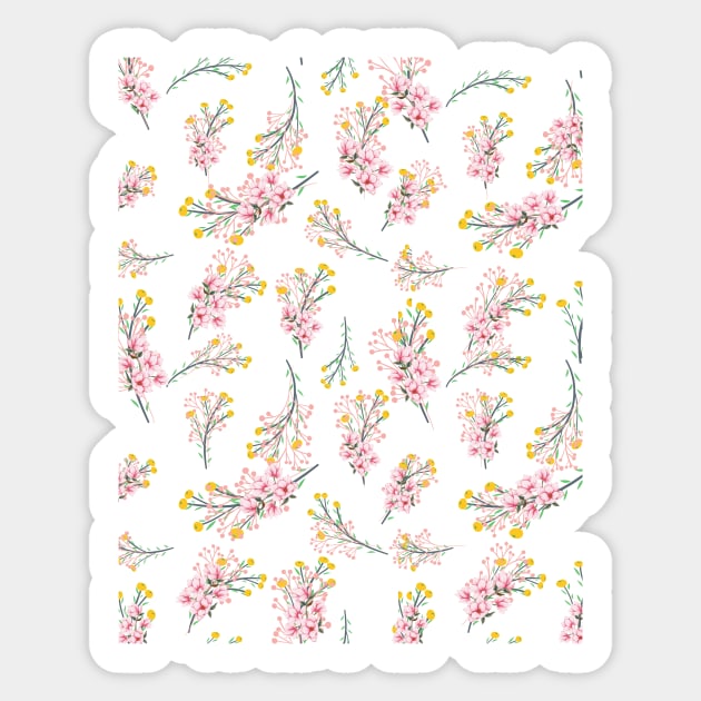 Pink Flower Pattern - Pink Flower Pattern - Sticker | TeePublic