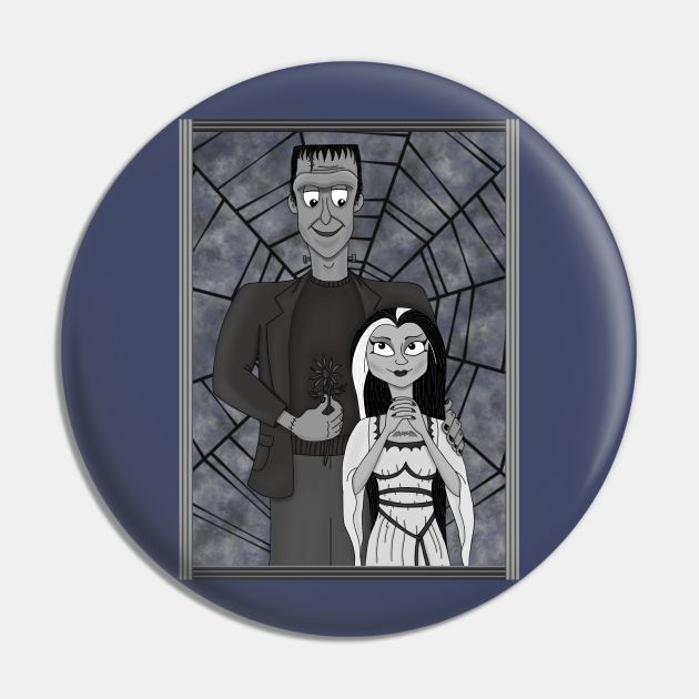 Herman & Lily - Munsters - Pin | TeePublic
