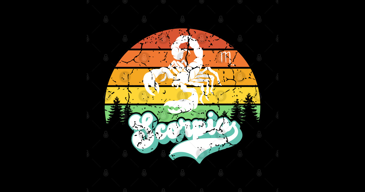 Scorpio Zodiac Sign - Distressed Retro Sunset - Zodiac Signs Gift ...