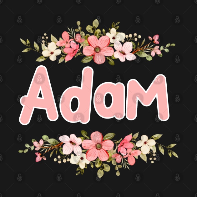 Flower Border Adam Name Label - Flower Border Adam Name Label - T-Shirt ...