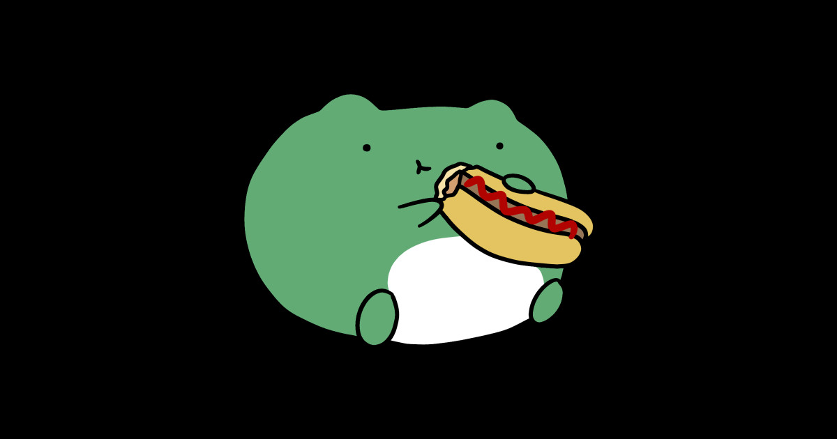 Frog Eating Hotdog - Frog - Sticker | TeePublic