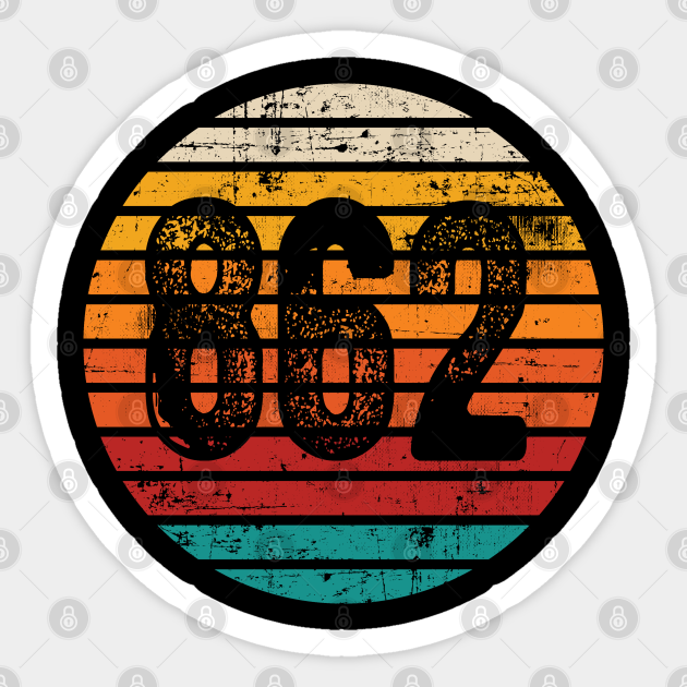 Distressed Vintage Sunset 862 Area Code - 862 Area Code - Sticker ...