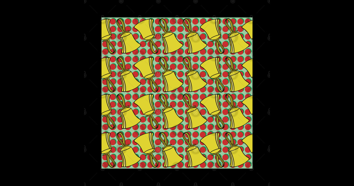 Red dots Green Background Handbell Pattern - Handbell Pattern - Sticker ...