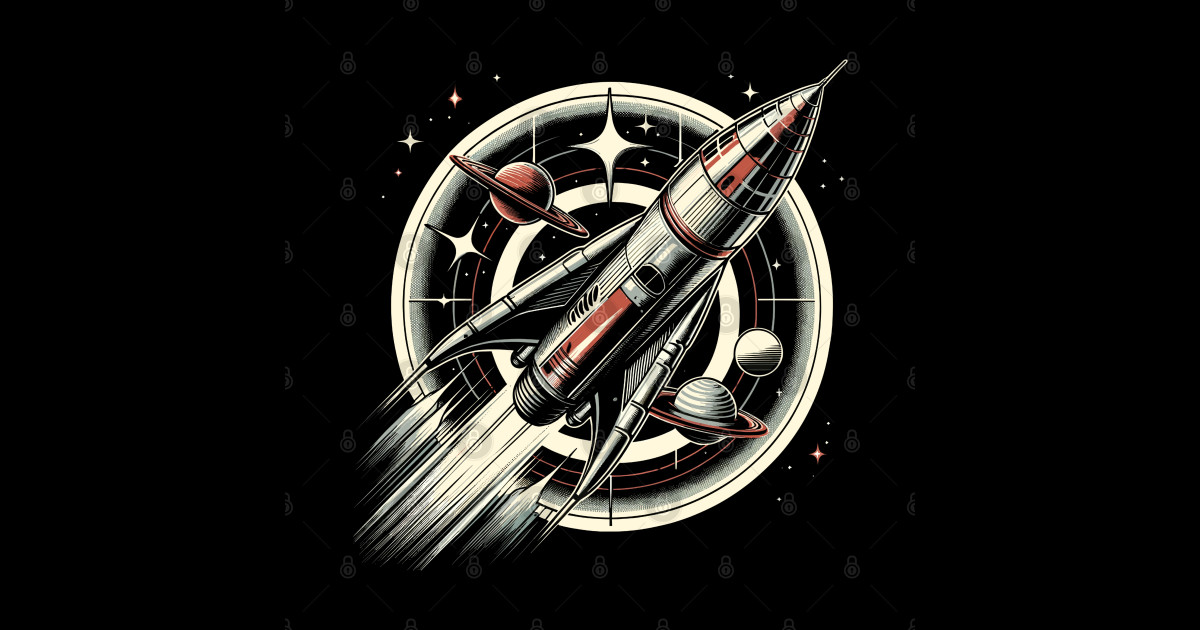 Retro Rocket: 1950s Space Age Exploration - Spacecraft - Sticker ...