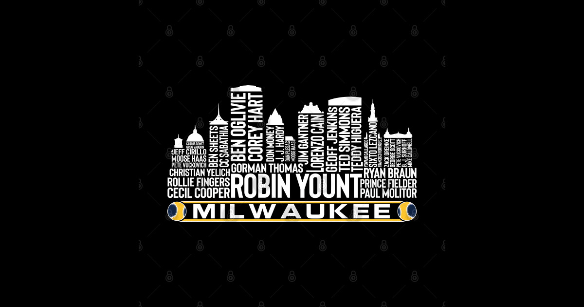 Milwaukee Baseball Team All Time Legends, Milwaukee City Skyline ...