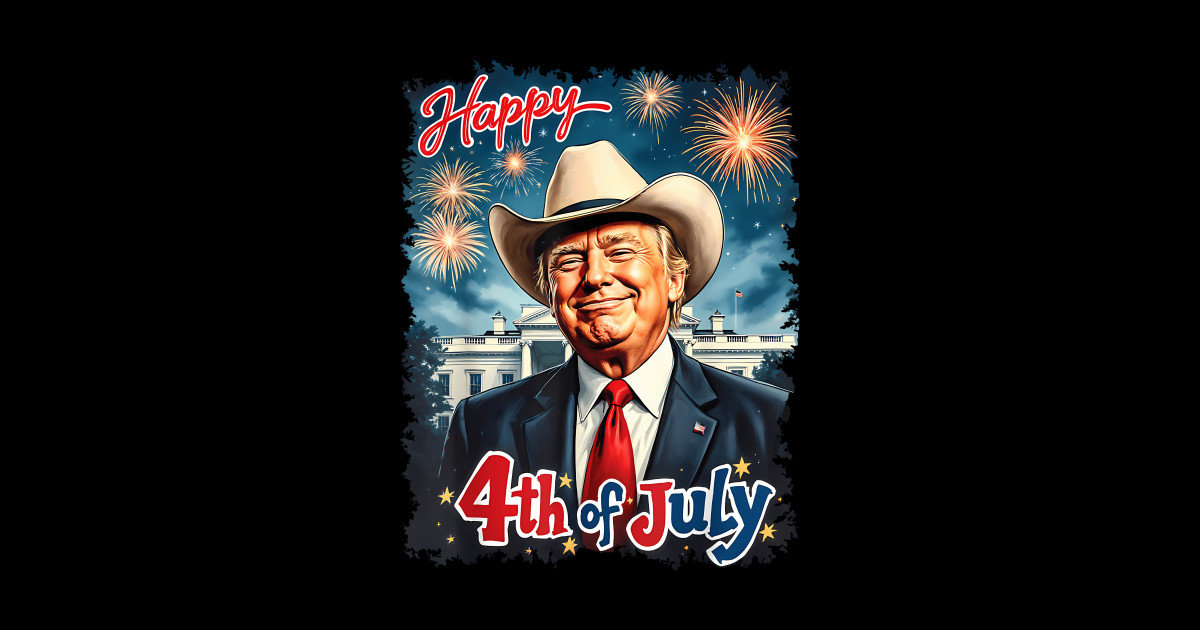 Happy 4Th Of July Patriotic Firework Donald Trump Cowboy Hat - Cowboy ...