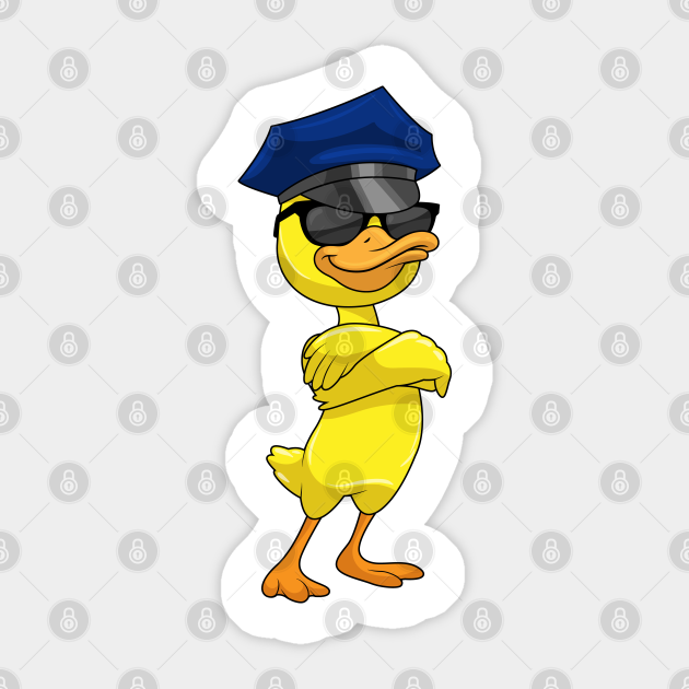 Duck as Police officer with Police cap - Duck - Sticker | TeePublic