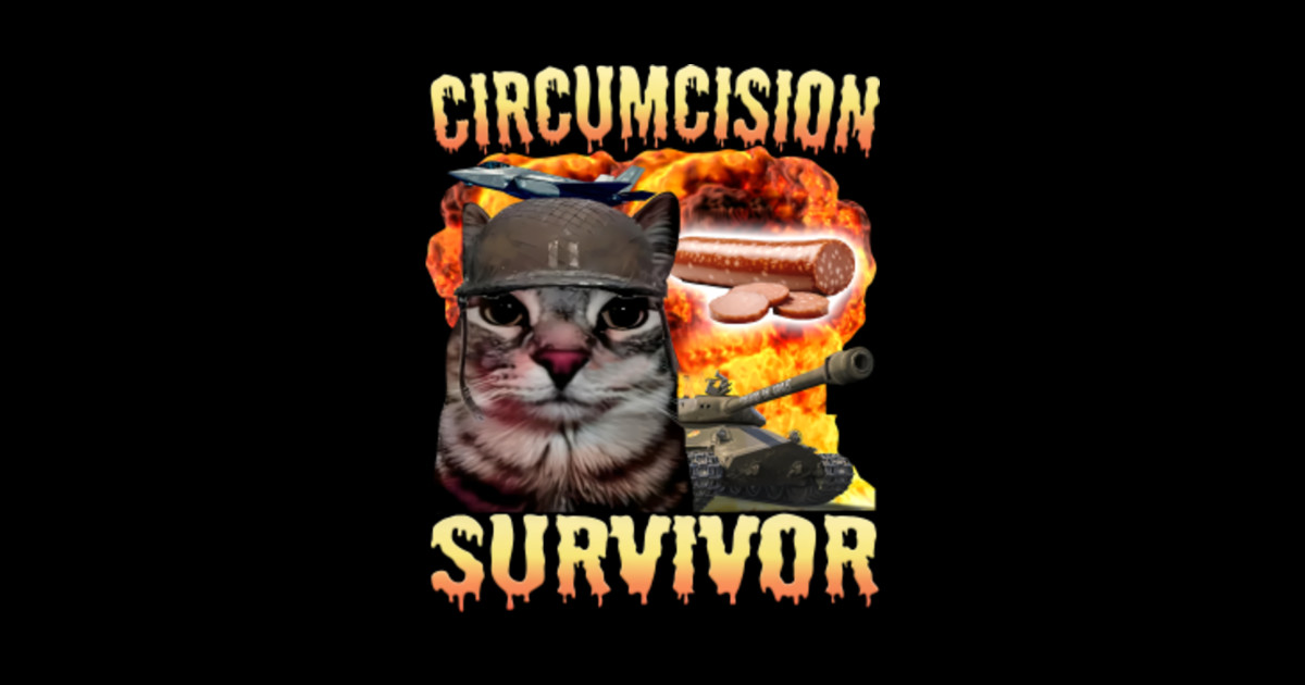 Circumcision Survivor Funny Cat Fire Meme Joke - Circumcision Survivor ...