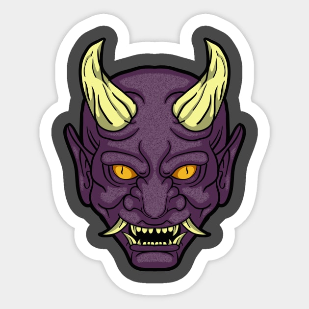 Wicked Oni Head - Demon Head - Sticker | TeePublic
