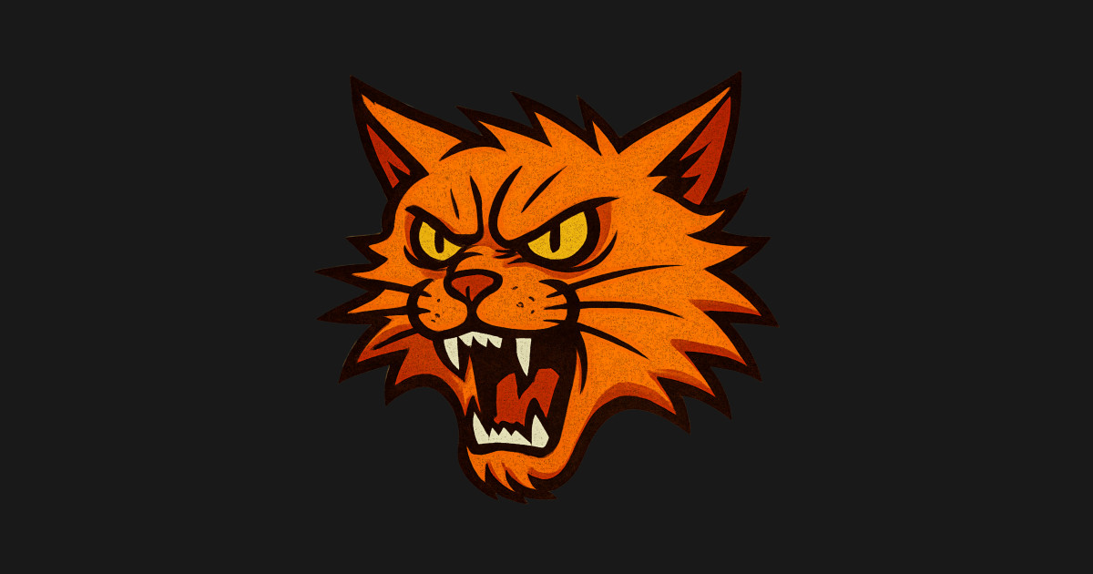 Angry Orange Cat – fierce feline face - Cat - T-Shirt | TeePublic