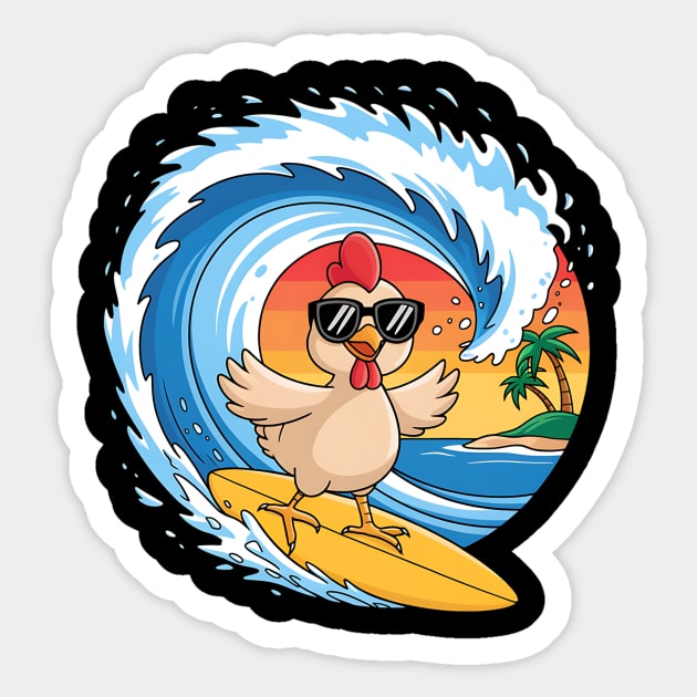 Surf's Up Chicken Beach Vibes Summer Surfing Wave - Surfs Up Chicken ...