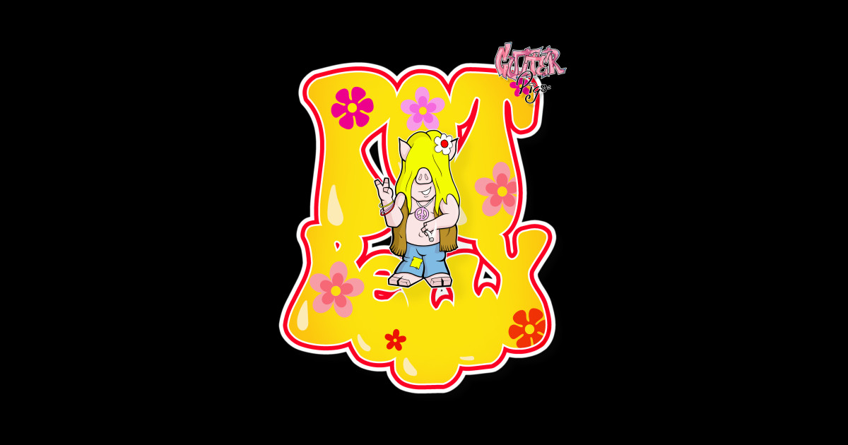 Gutter Pigs Pot Belly - Hippy - Sticker | TeePublic