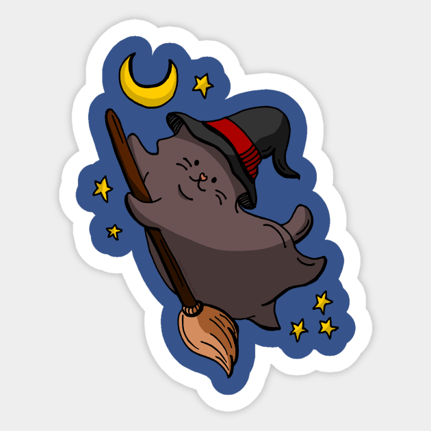Cute Kittens - The broom - Halloween For Girls - Sticker | TeePublic