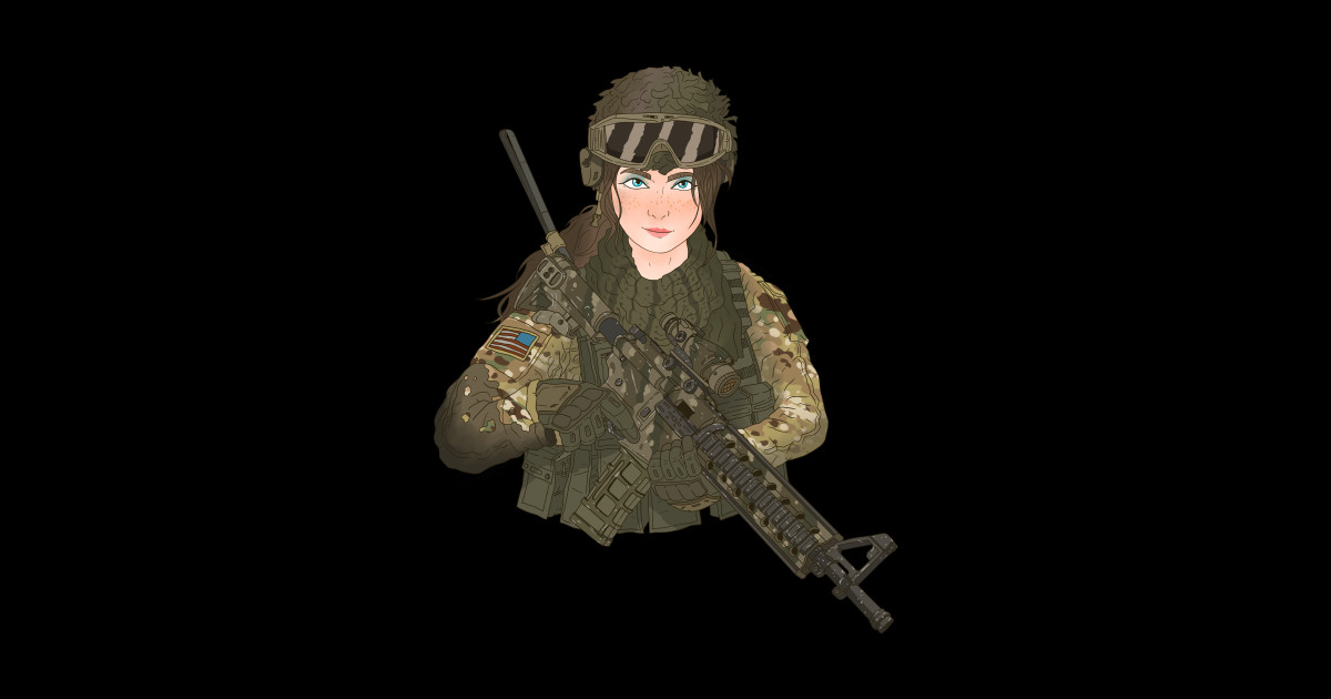 US army girl. - American - Sticker | TeePublic