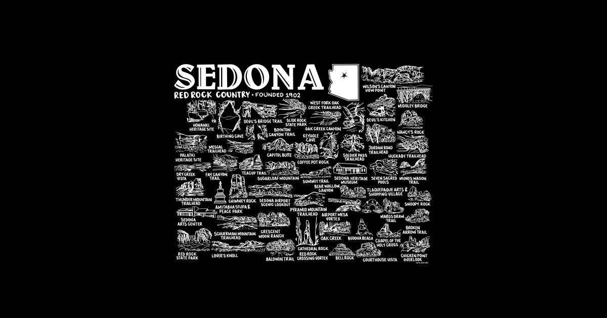 Sedona Map Art - Sedona - Posters and Art Prints | TeePublic