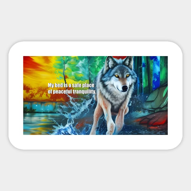 Safety mantra with wolf - Wolf - Sticker | TeePublic