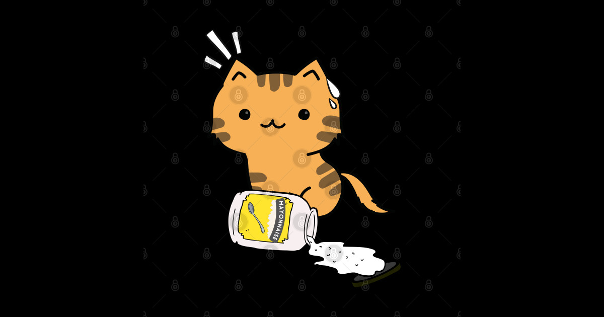 Cute Orange Cat spilled mayonnaise - Orange Cat - Sticker | TeePublic
