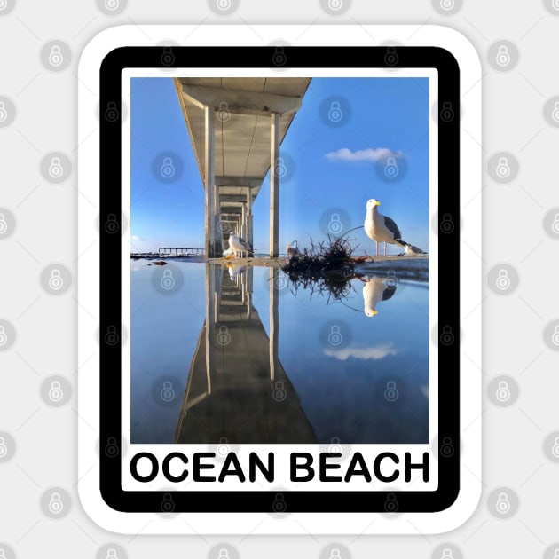 Ocean Beach Pier White - Ocean Beach - Sticker | TeePublic