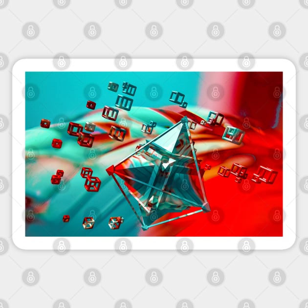 "Cubular Orbit" - 3d Abstract - Sticker | TeePublic