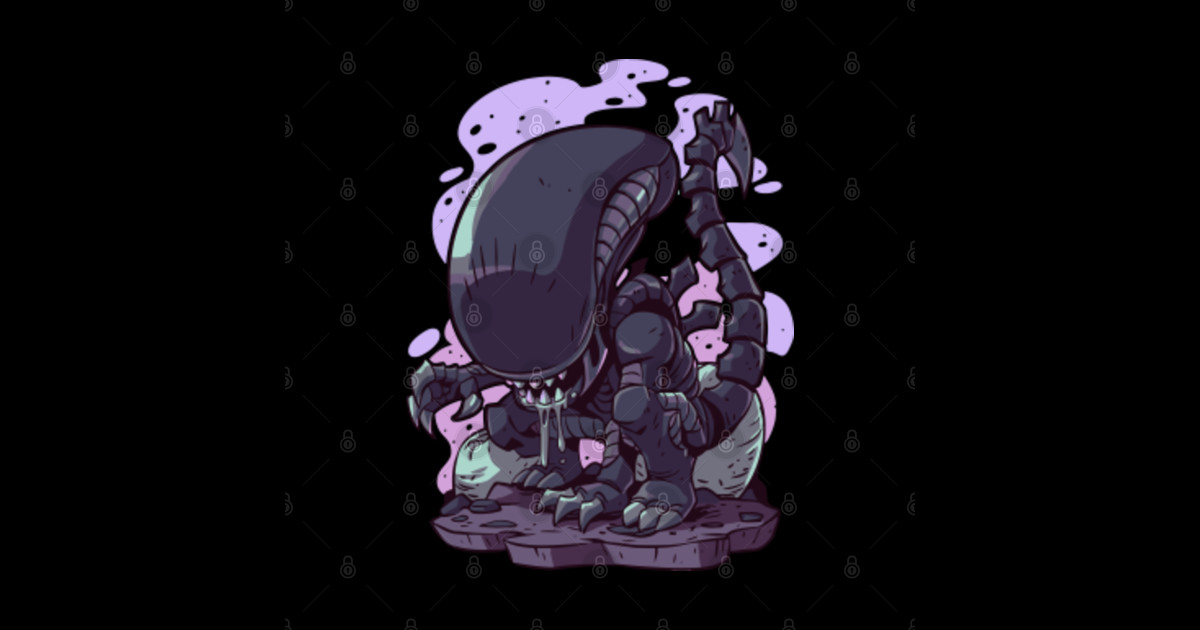 Xenomorph cartoon illustrator - Xenomorph Scary - Sticker | TeePublic