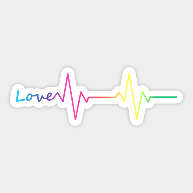 Rainbow Love Heartbeat - Lgbt - Sticker | TeePublic