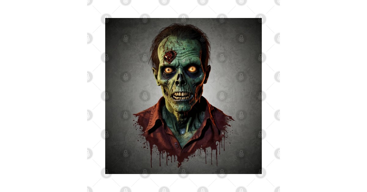Horror Zombie with Decomposed Face - Zombie Hunter - T-Shirt | TeePublic