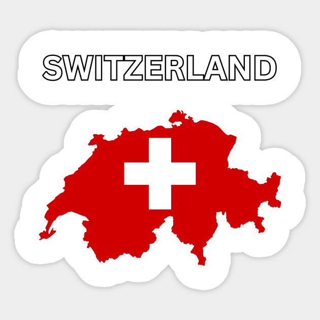Switzerland Flag Map - Switzerland - Sticker | TeePublic