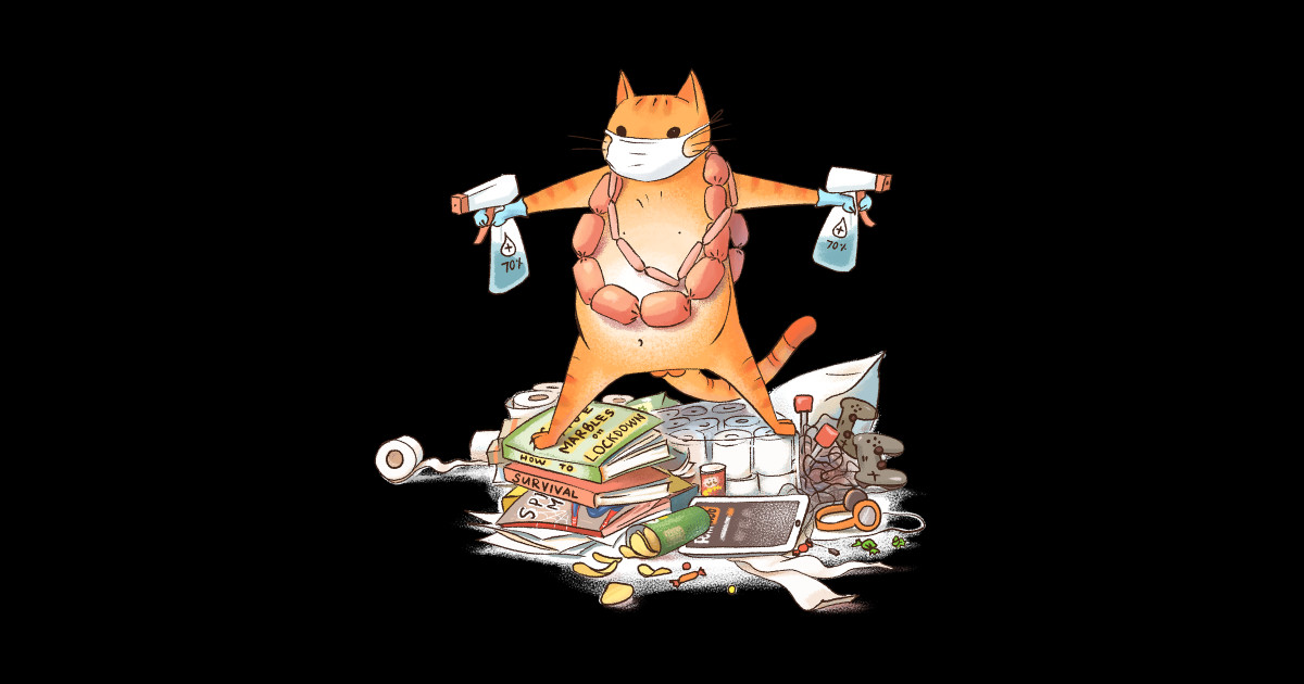 Quarantine cat - Quarantine - Sticker | TeePublic
